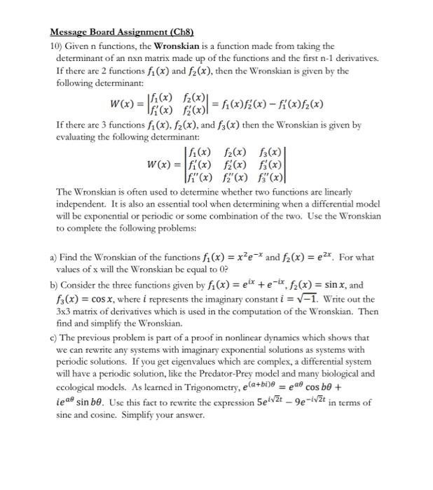 Solved Message Board Assignment (Ch8) 10) Given n functions, | Chegg.com