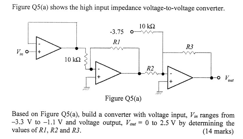 Solved Figure Q5(a) ﻿shows the high input impedance | Chegg.com