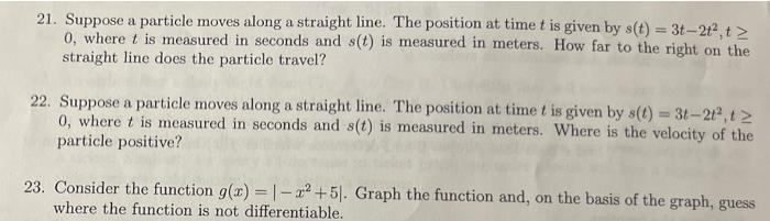 Solved 21. Suppose a particle moves along a straight line. | Chegg.com