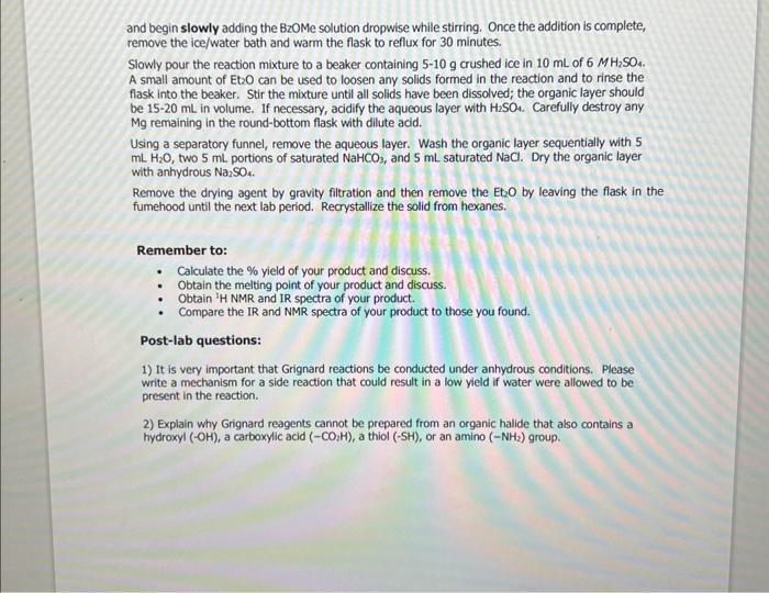 2) BzOMe 1) Mg,Et2O 3) H3O+ Introduction: Grignard | Chegg.com