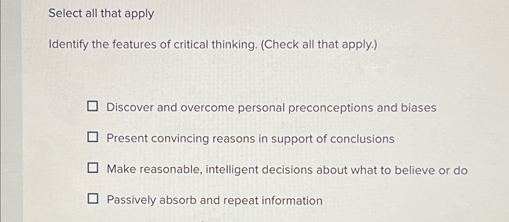 Solved Select all that applyIdentify the features of | Chegg.com