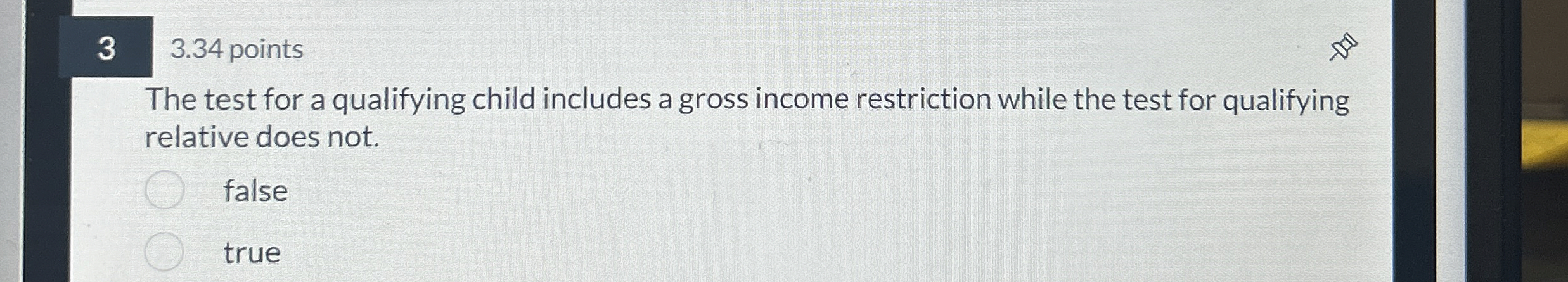 Solved 3,3.34 ﻿pointsThe test for a qualifying child | Chegg.com