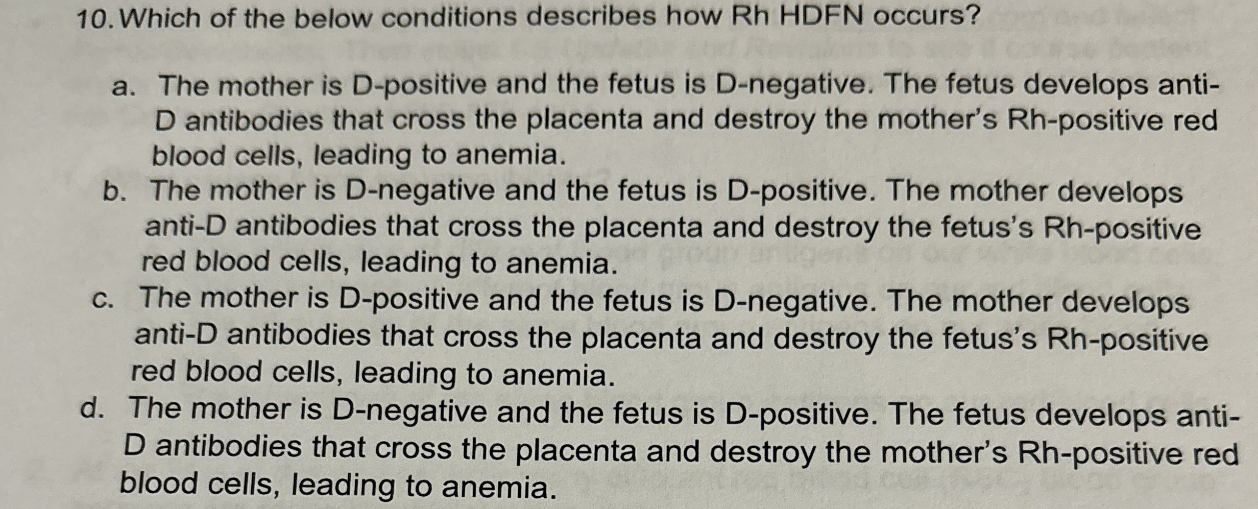 Solved Which of the below conditions describes how Rh HDFN | Chegg.com