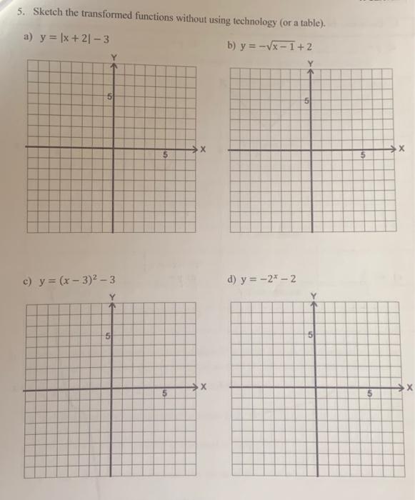 Solved 5. Sketch the transformed functions without using | Chegg.com