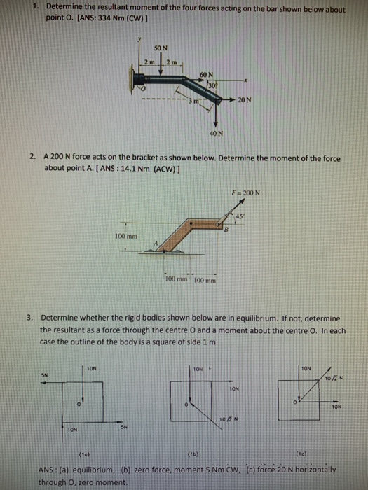 Solved Determine the resultant moment of the four forces | Chegg.com