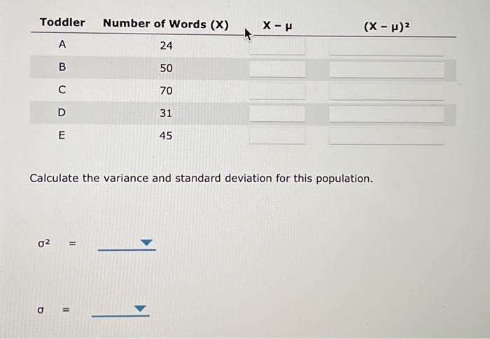 Solved Calculate the variance and standard deviation for | Chegg.com