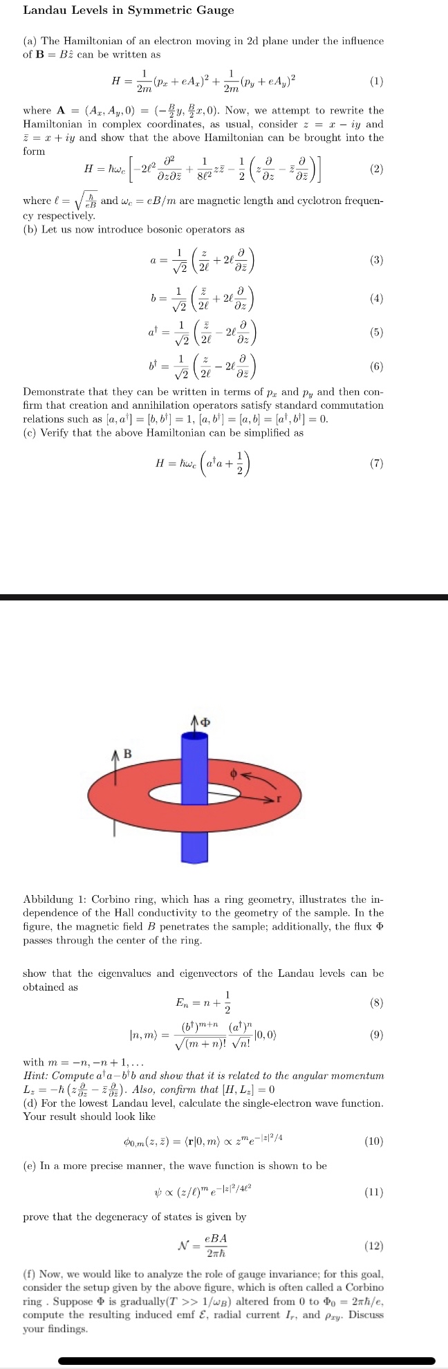 Solved Landau Levels in Symmetric Gauge(a) ﻿The Hamiltonian | Chegg.com