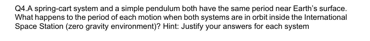 Solved Q4.A spring-cart system and a simple pendulum both | Chegg.com