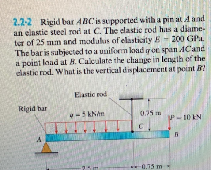 Solved 2.2-2 Rigid bar ABC is supported with a pin at A and | Chegg.com