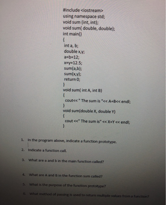 Solved Include Using Namespace Std Void Sum Int Int
