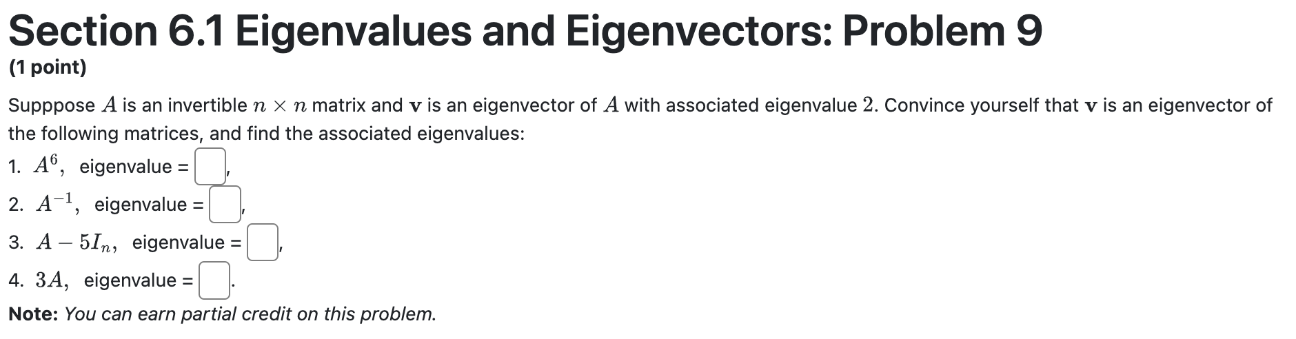 Solved Section 6.1 ﻿Eigenvalues and Eigenvectors: Problem | Chegg.com