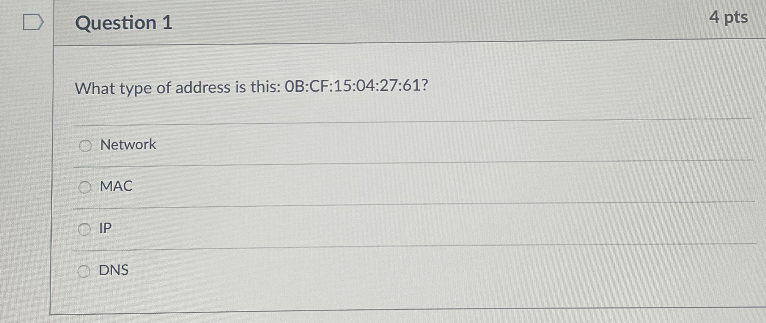Solved Question 14 ﻿ptsWhat type of address is this: | Chegg.com