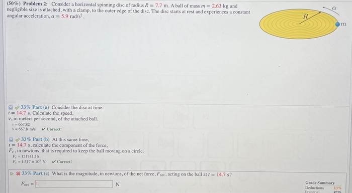 Solved (50%) Problem 2: Consider a horizontal spinning disc | Chegg.com