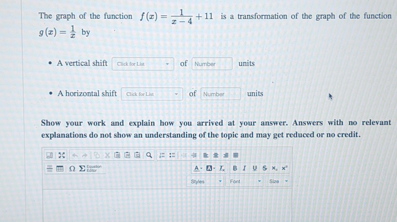 Solved 1 The graph of the function_ƒ(x) = +11 is a | Chegg.com