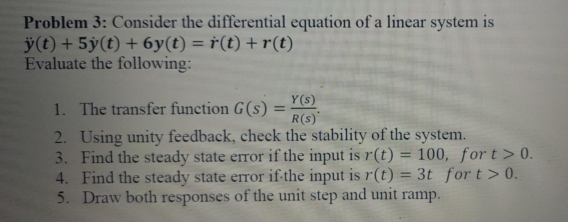 Solved Problem 3: Consider the differential equation of a | Chegg.com