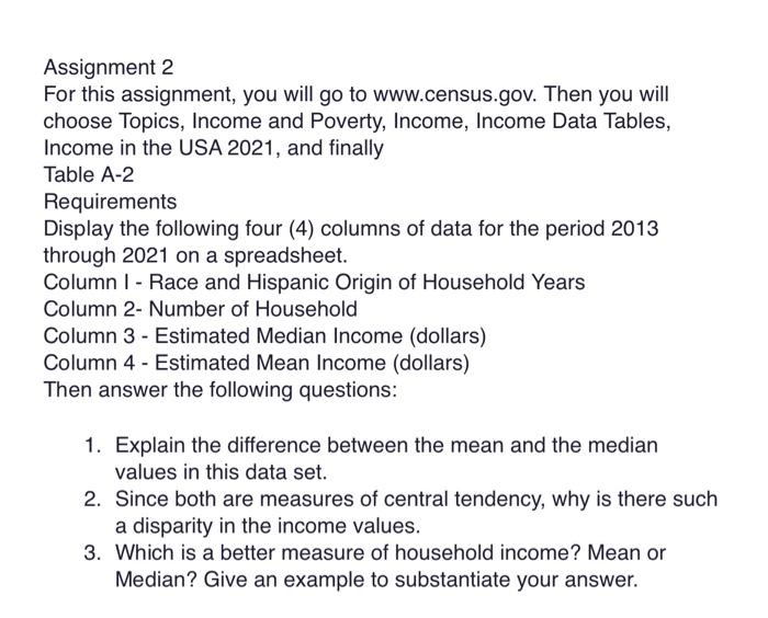 Solved Assignment 2 For this assignment, you will go to | Chegg.com