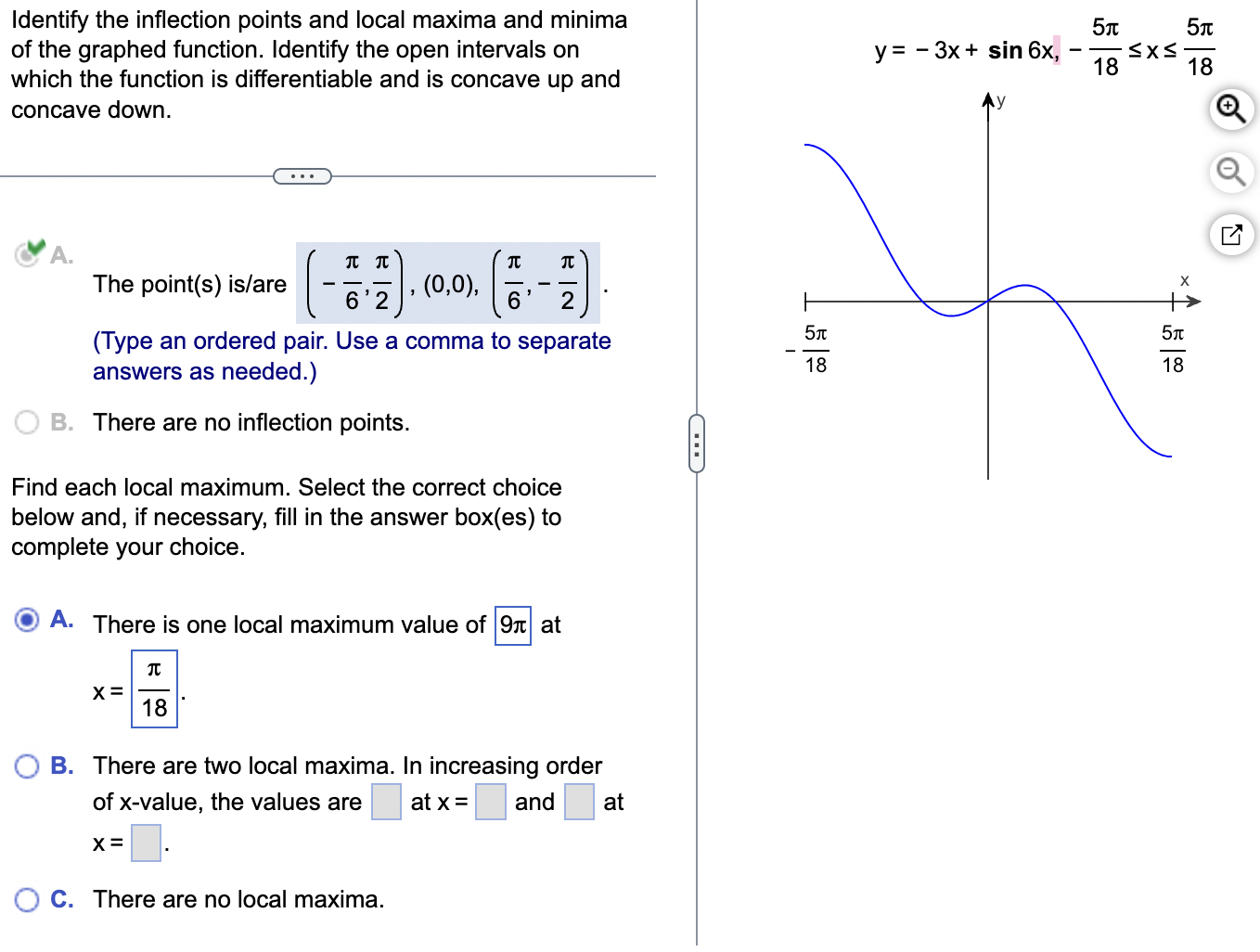 Solved Identify the inflection points and local maxima and | Chegg.com
