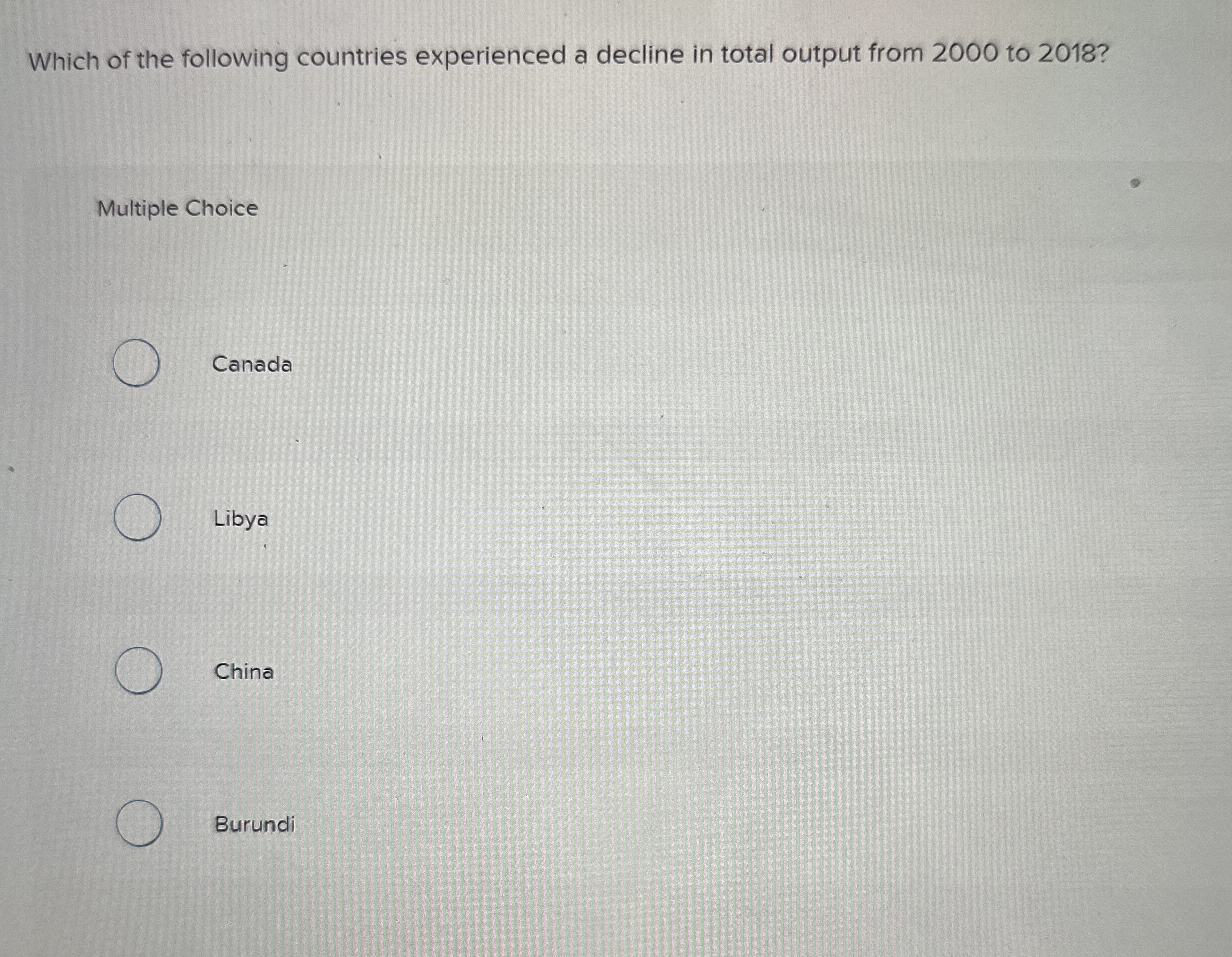 Solved Which of the following countries experienced a | Chegg.com