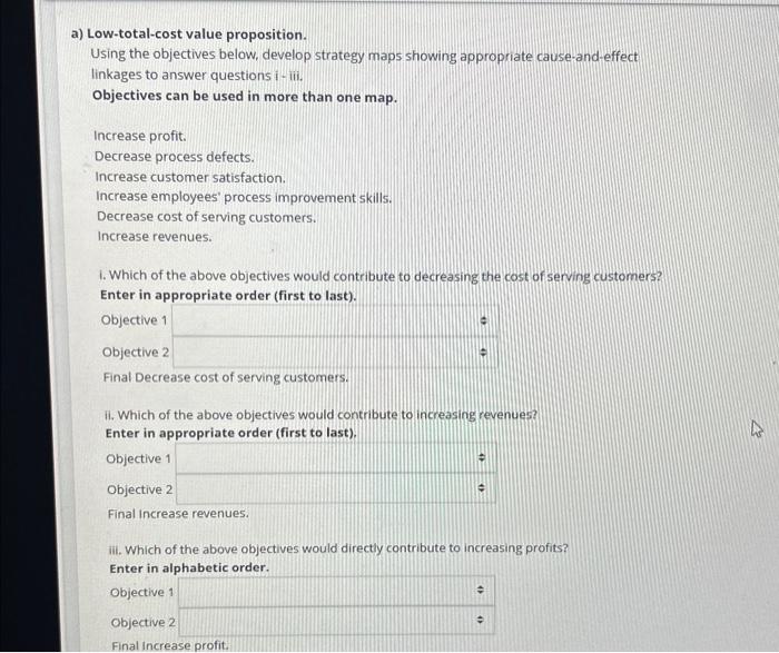 Solved Using the objectives below, develop strategy maps | Chegg.com