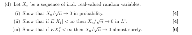Solved (d) ﻿Let xn ﻿be a sequence of i.i.d. ﻿real-valued | Chegg.com
