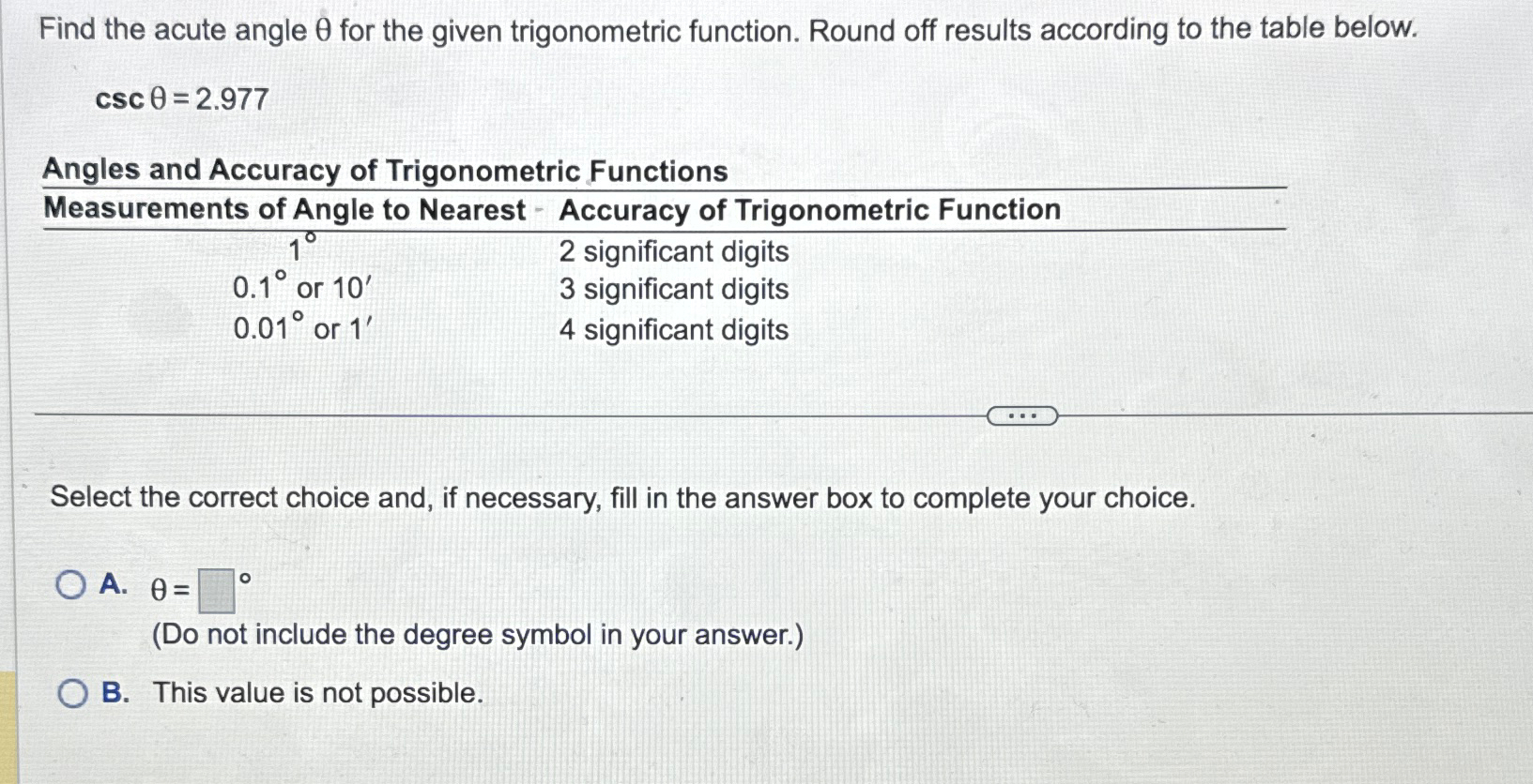 Solved Find the acute angle θ ﻿for the given trigonometric | Chegg.com