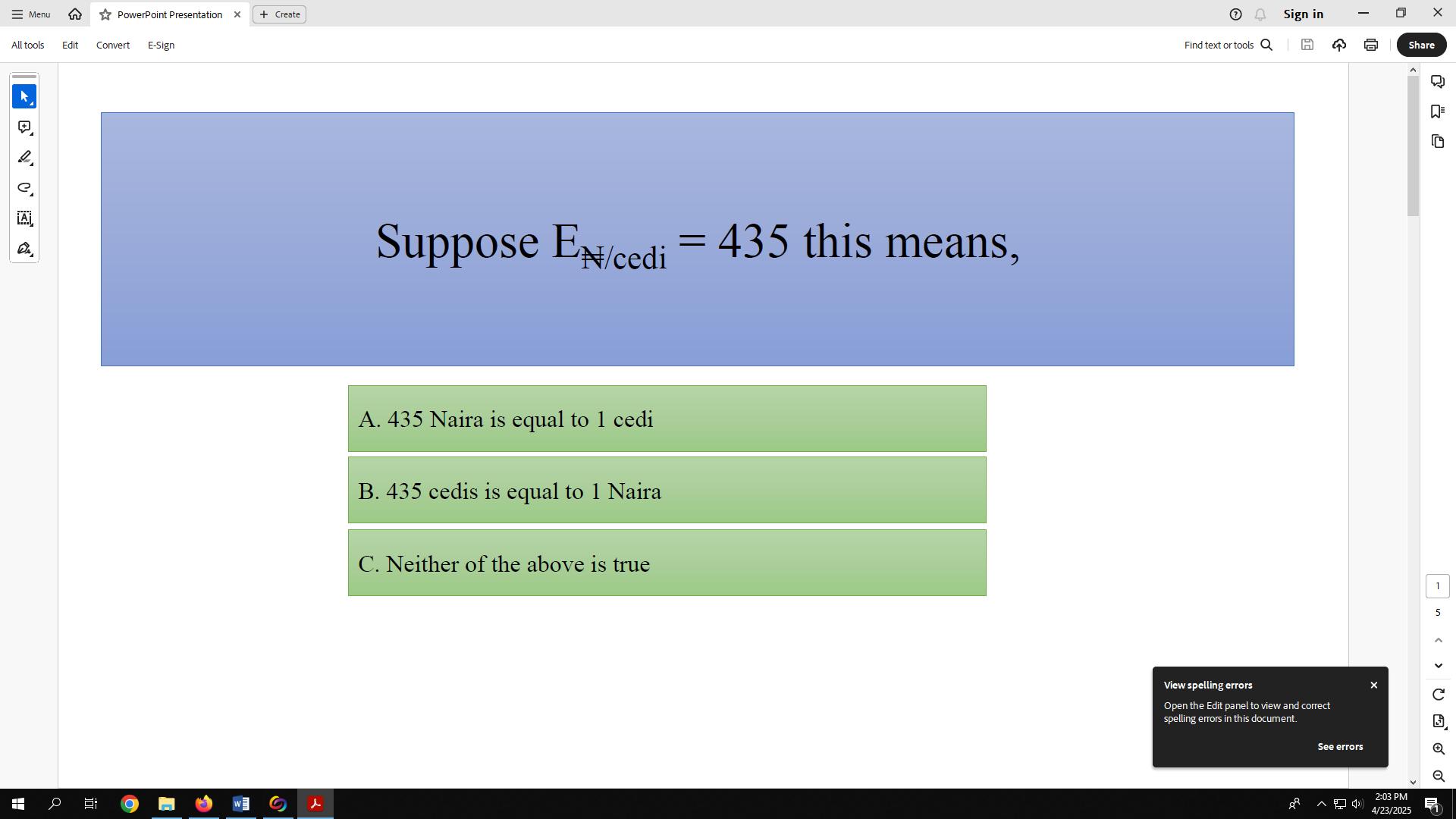 Solved Suppose E_(()/(c))!=edi =435 ﻿this means,A. 435 | Chegg.com