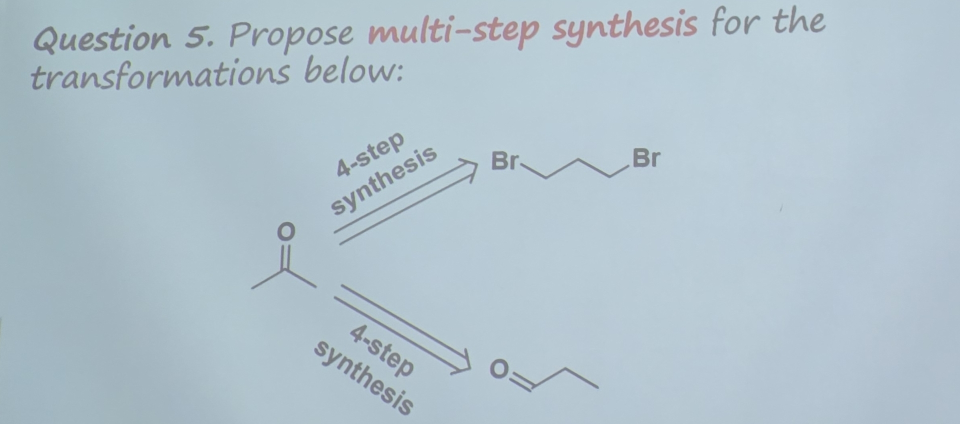 Solved Question 5. ﻿Propose multi-step synthesis for the | Chegg.com
