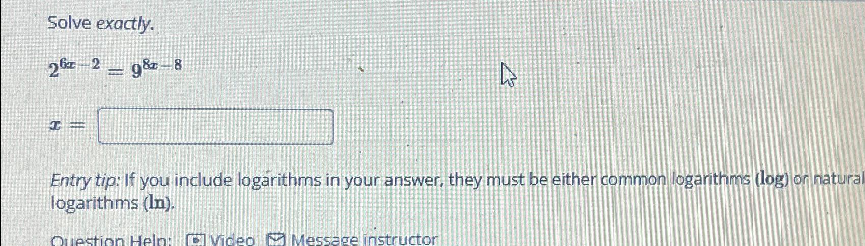Solved Solve exactly.26x-2=98x-8x=Entry tip: If you include | Chegg.com