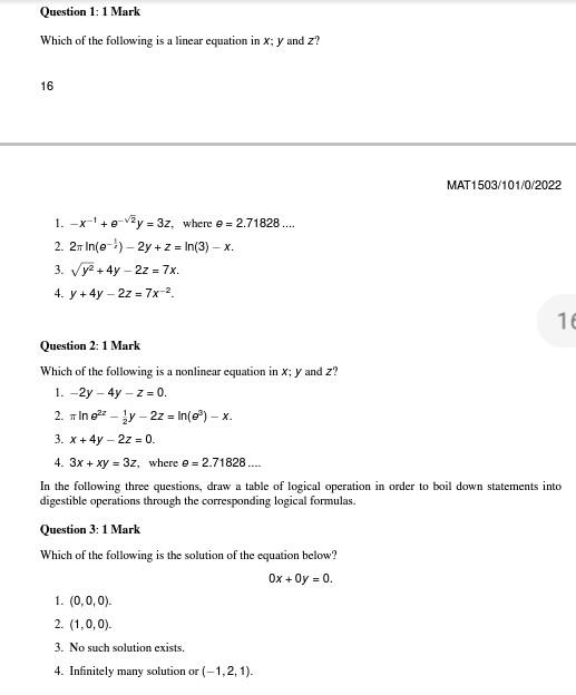 Solved 1 Question 1: 1 Mark Which of the following is a | Chegg.com