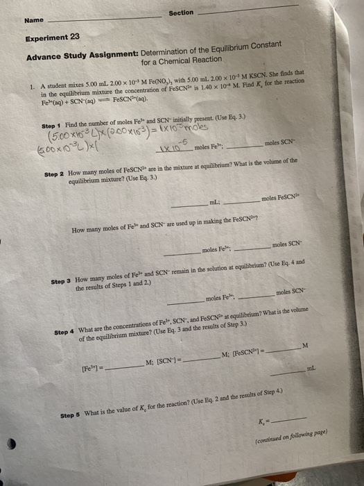 Solved Section Name Experiment 23 Advance Study Assignment: | Chegg.com