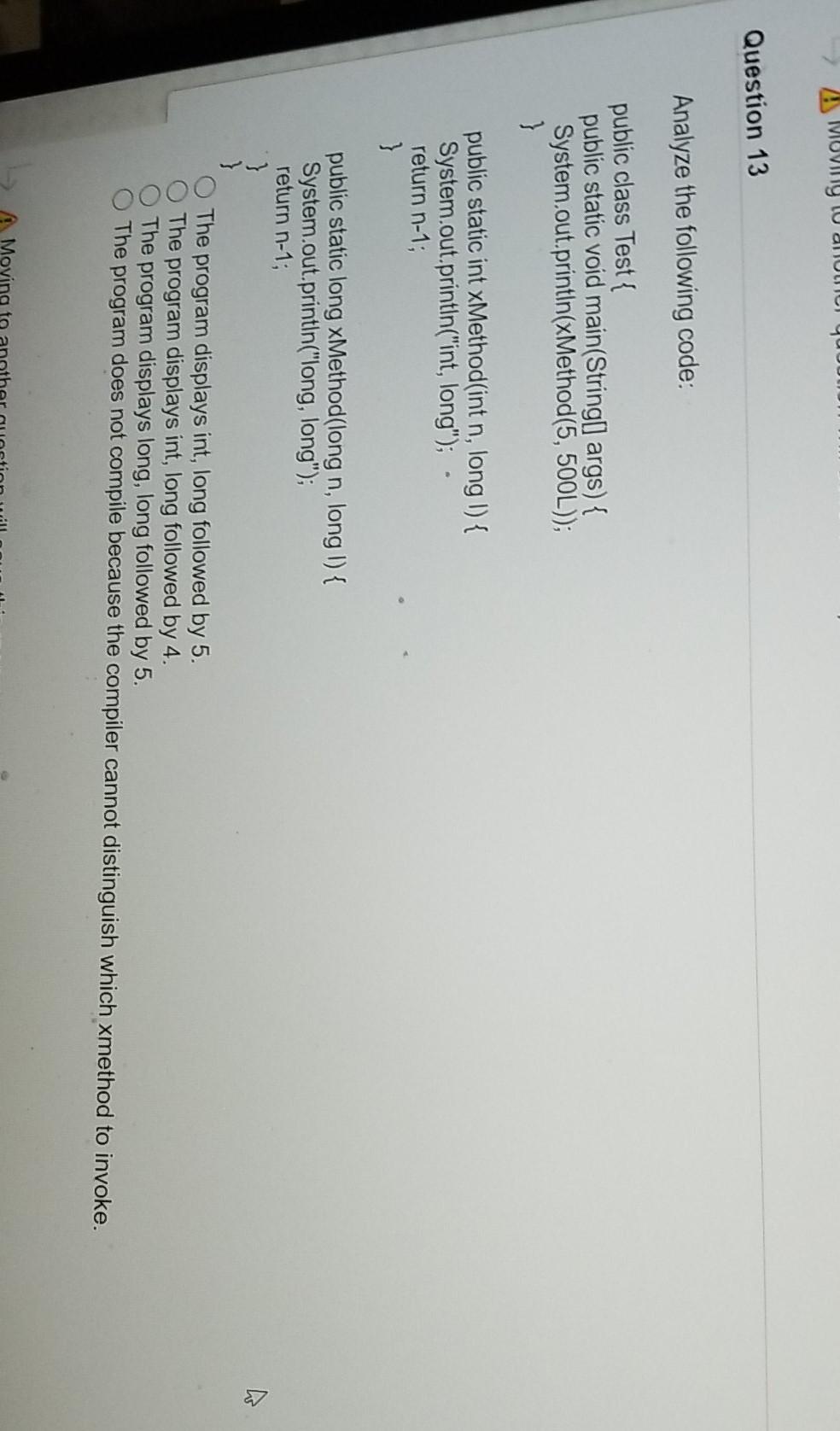 Solved Question 1 Show the output of the following code: | Chegg.com
