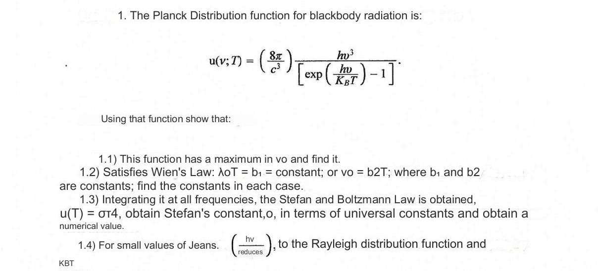 Solved Please solve, step by step: The Planck Distribution | Chegg.com