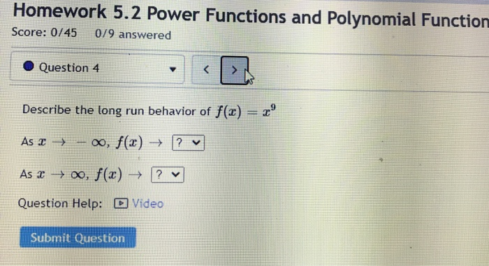 Solved Homework 5.2 Power Functions and Polynomial Function | Chegg.com