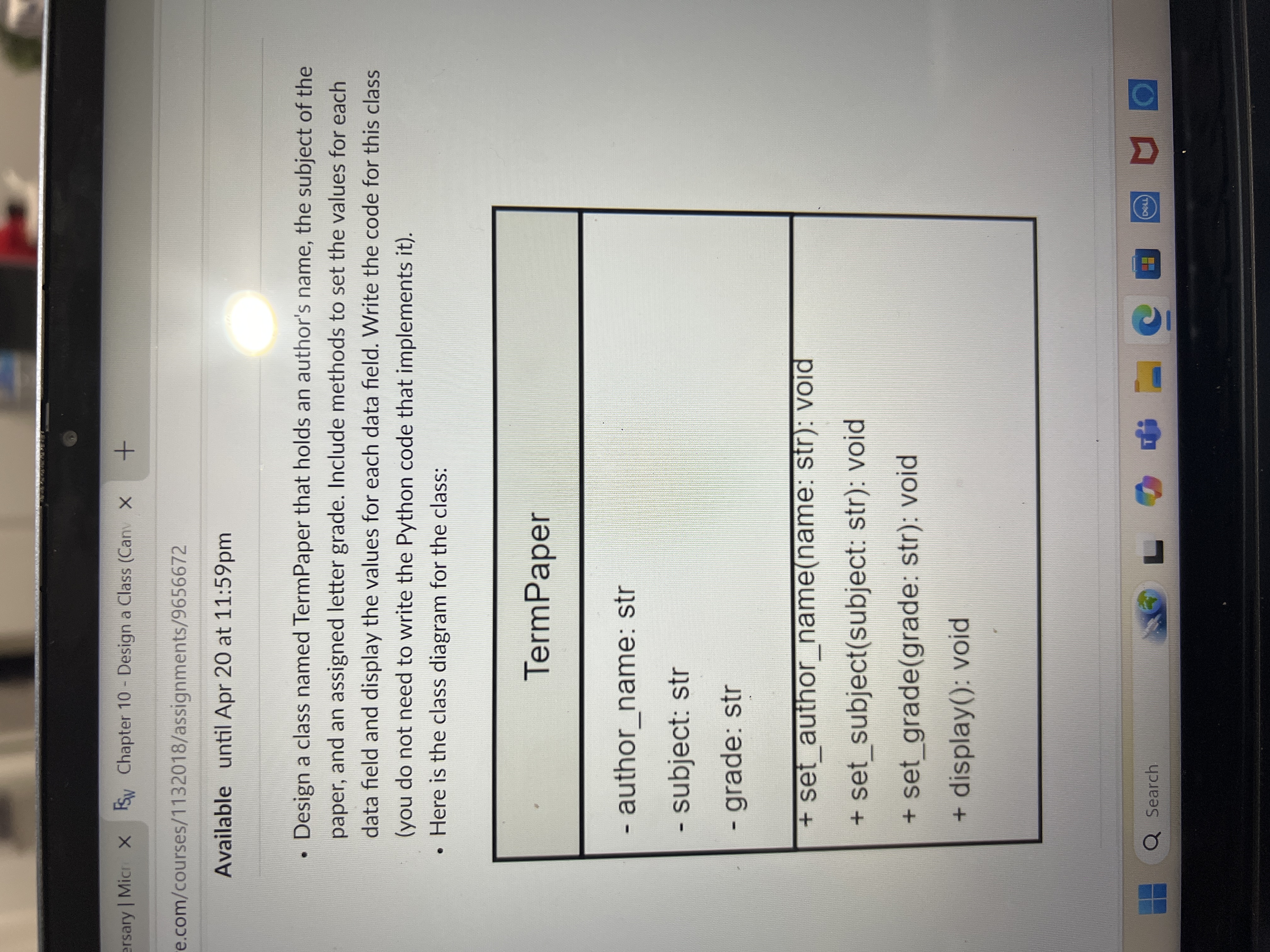 Solved Design a class named TermPaper that holds an author's | Chegg.com