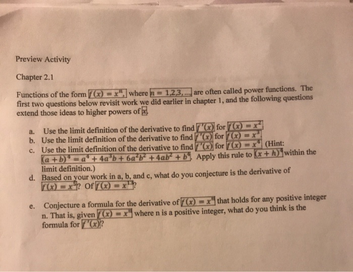 Solved Preview Activity Chapter 2.1 a. Functions of the form | Chegg.com