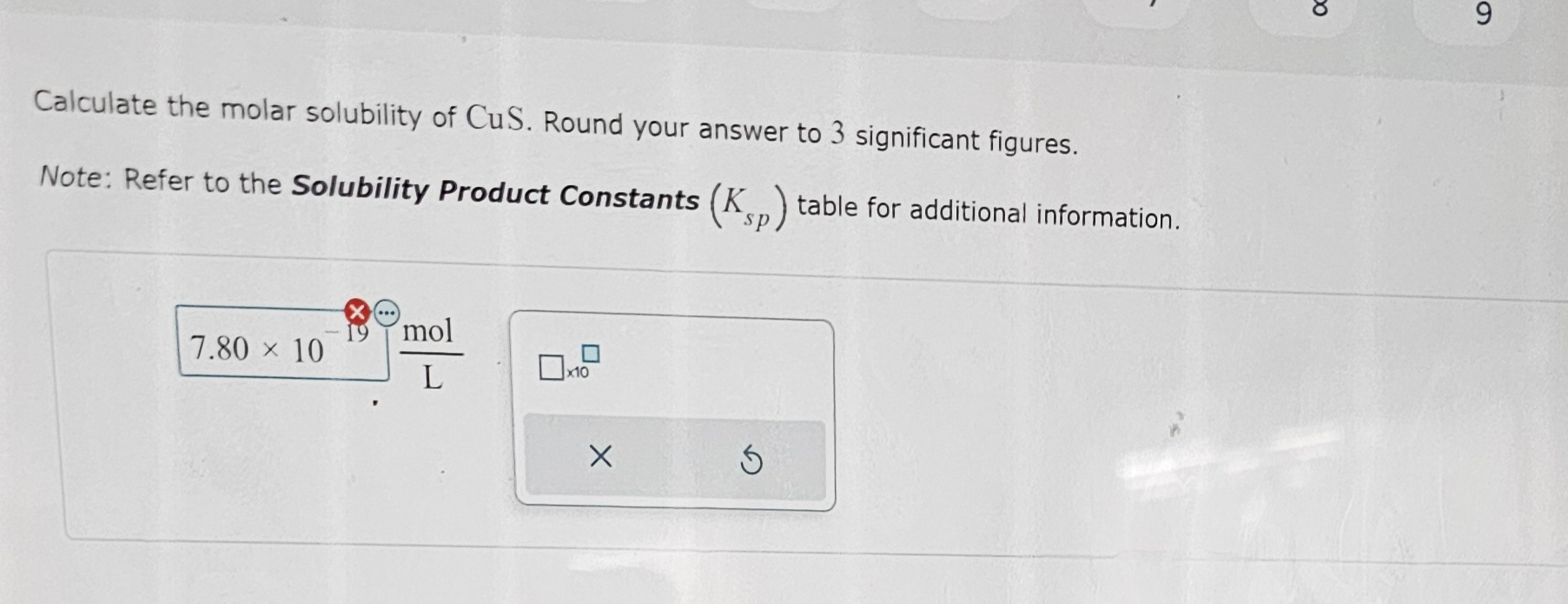 Solved Calculate the molar solubility of CuS. Round your | Chegg.com