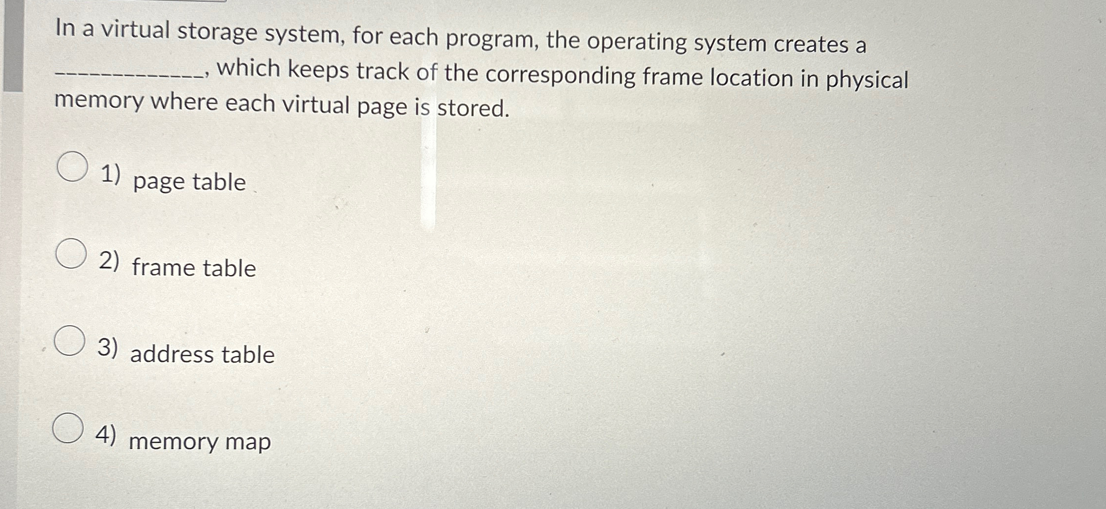 Solved In a virtual storage system, for each program, the | Chegg.com