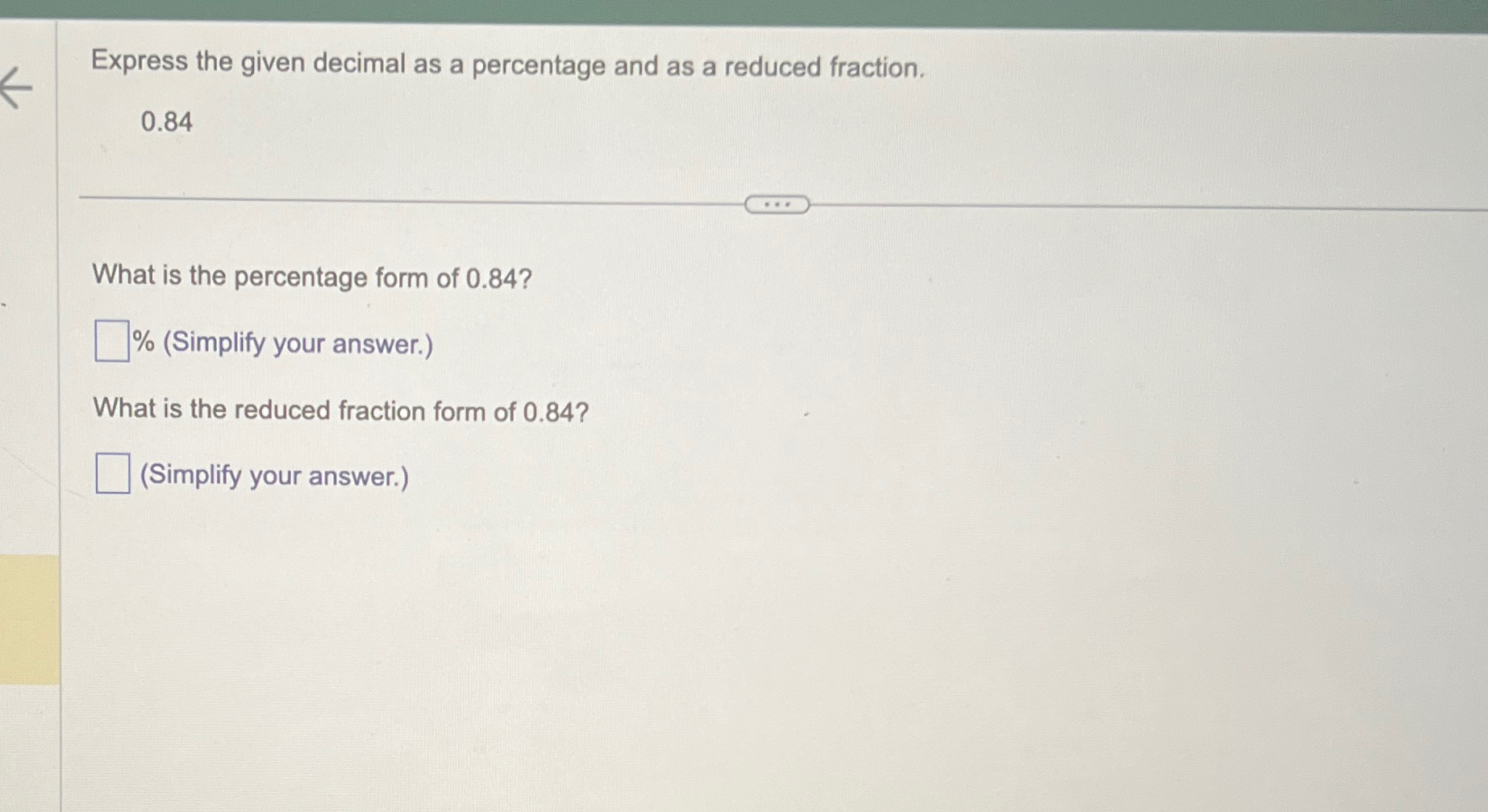 Solved Express the given decimal as a percentage and as a | Chegg.com