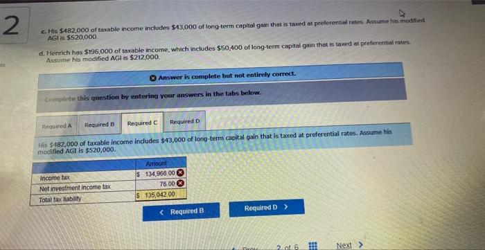 Solved c. His $482,000 of taxable income includes $43,000 of | Chegg.com