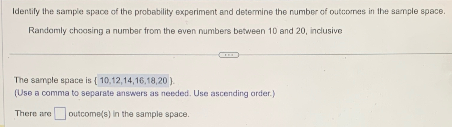 Solved Identify the sample space of the probability | Chegg.com