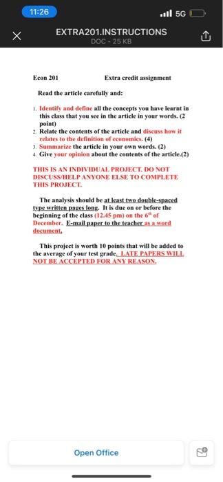 Eicon 201 Extra credit assignment Read the article | Chegg.com