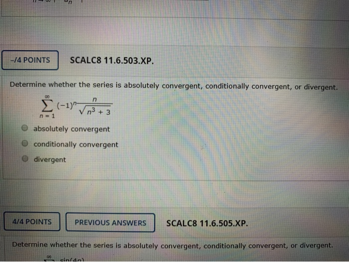 Solved Won -14 POINTS SCALC8 11.6.503.XP. Determine whether | Chegg.com