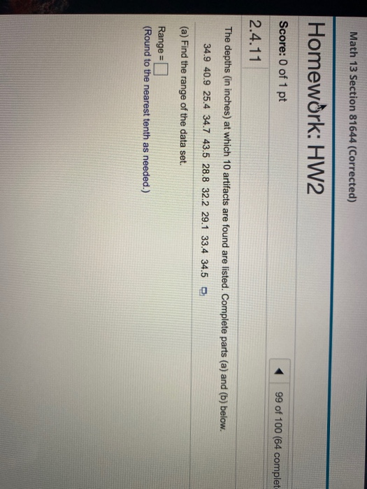 Solved Math 13 Section 81644 (Corrected) Homework: HW2 | Chegg.com