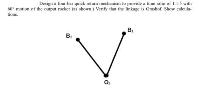 Solved Design a four-bar quick return mechanism to provide a | Chegg.com