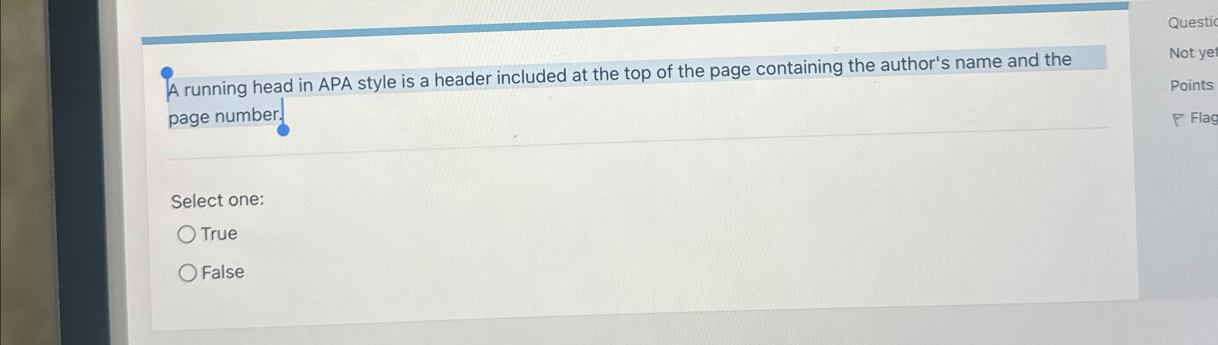Solved A running head in APA style is a header included at | Chegg.com