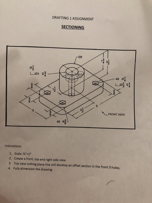 DRAFTING 1 ASSIGNMENT SECTIONING es Lø - 4x 01 35- | Chegg.com