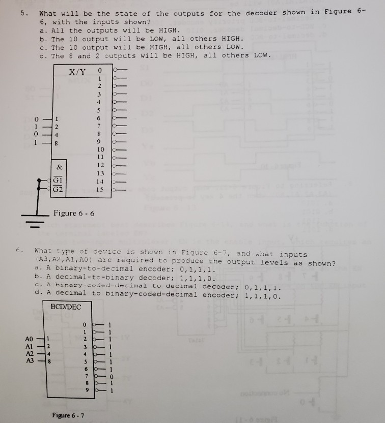 Solved What Will Be The State Of The Outputs For The Decoder