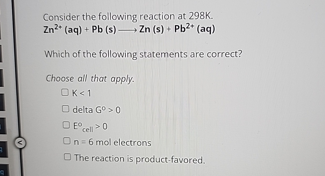 Solved Consider the following reaction at | Chegg.com