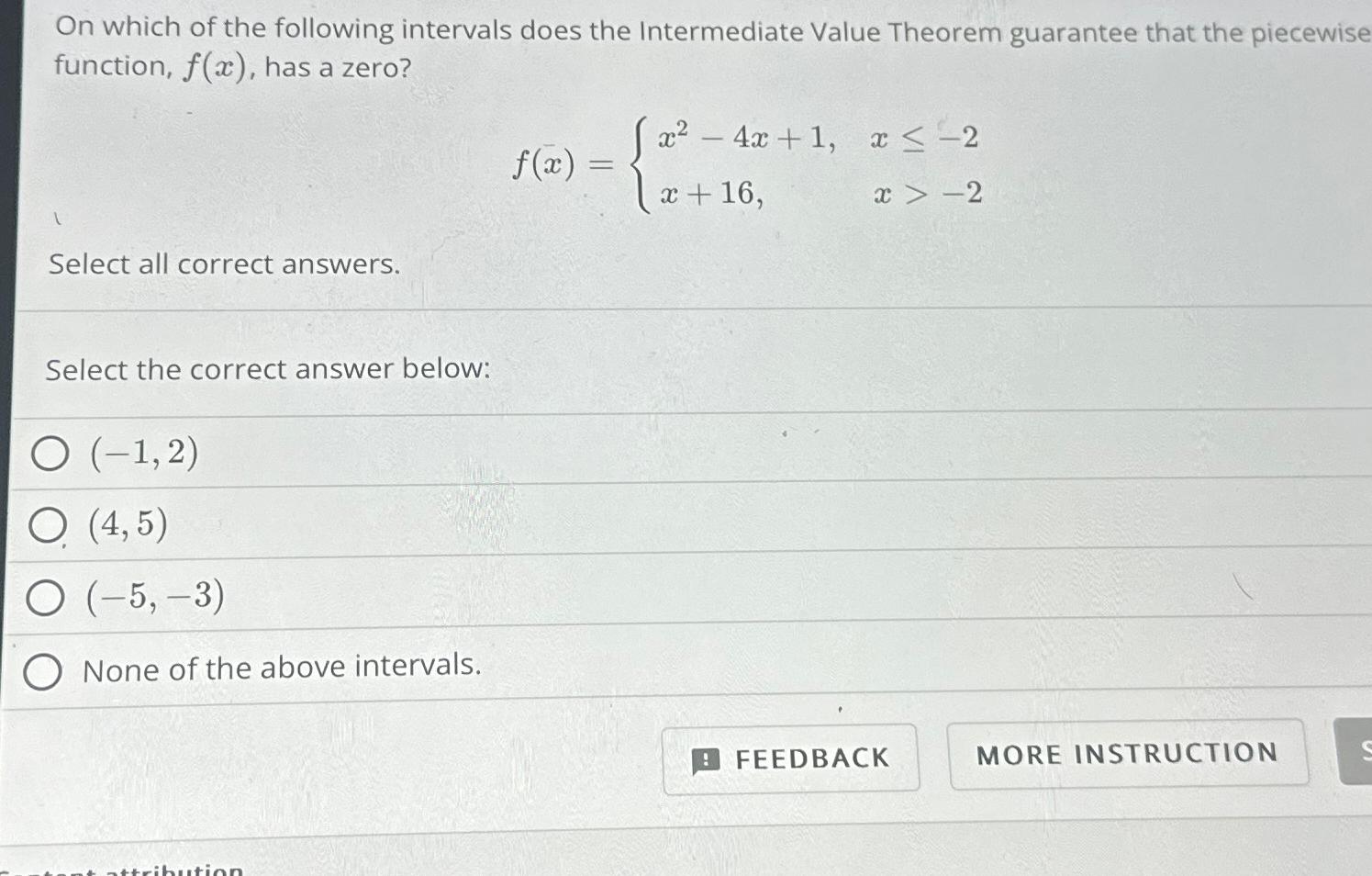 Solved On which of the following intervals does the | Chegg.com