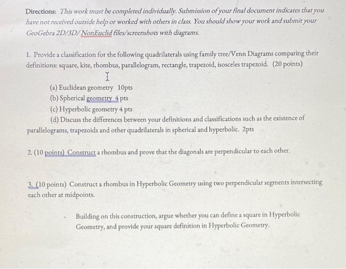 Solved Directions: This work must be completed individually. | Chegg.com